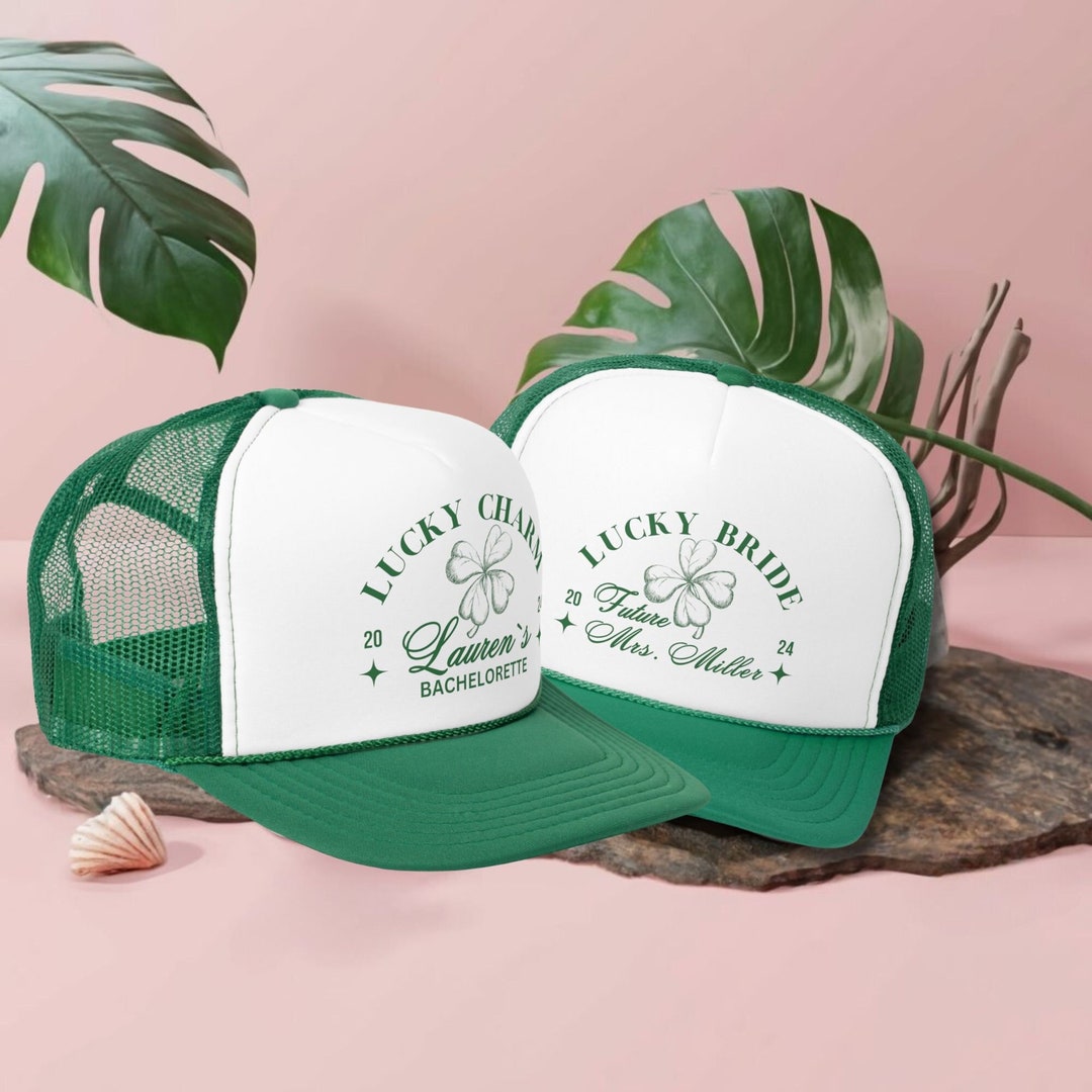 St Patricks Day Bachelorette Party Hats, Lucky Bride Custom Trucker Hat ...