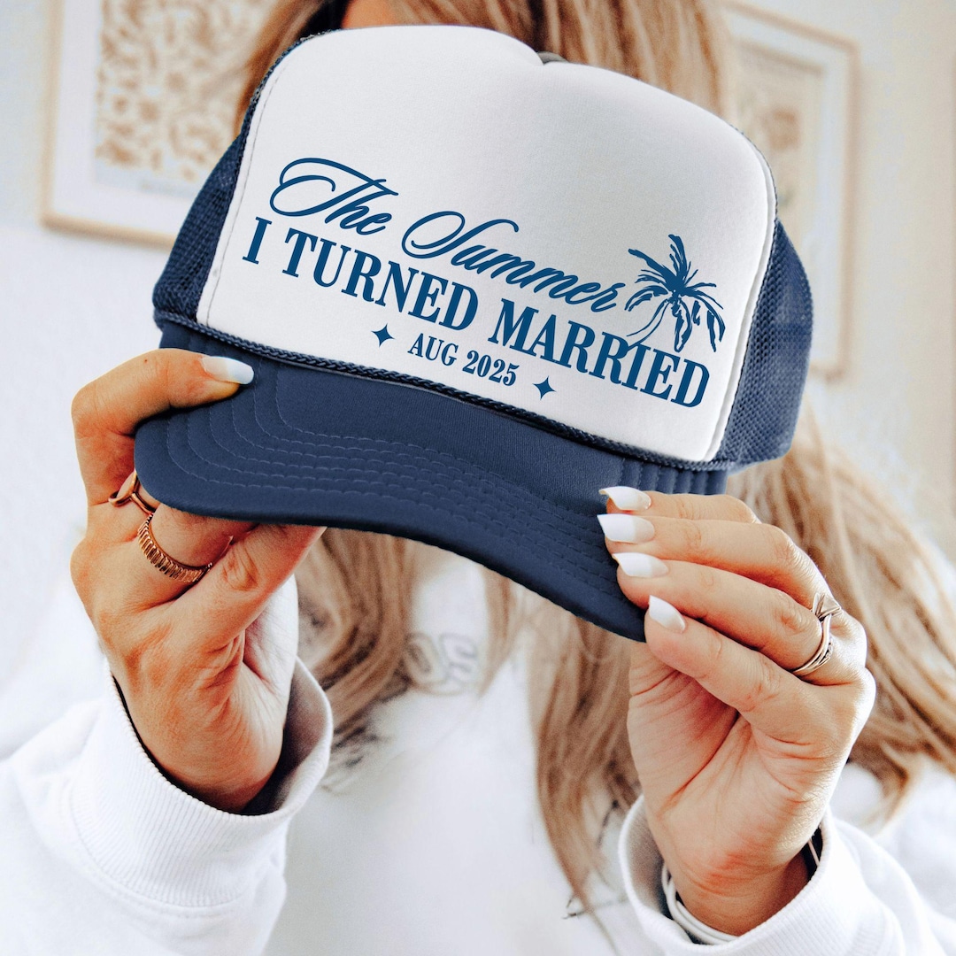 The Summer I Turned Married Bach Trucker Hat, Custom Beach Bachelorette ...