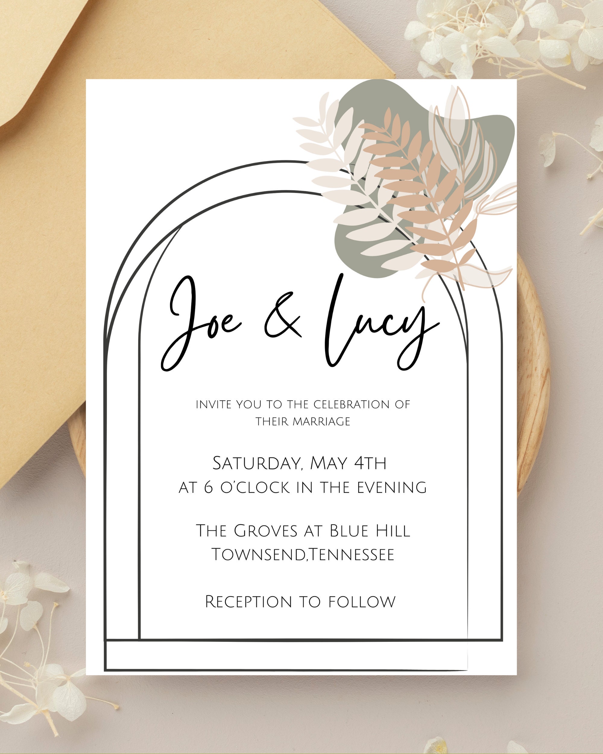 Wedding Invite Arch Digital Download Editable Template - Etsy