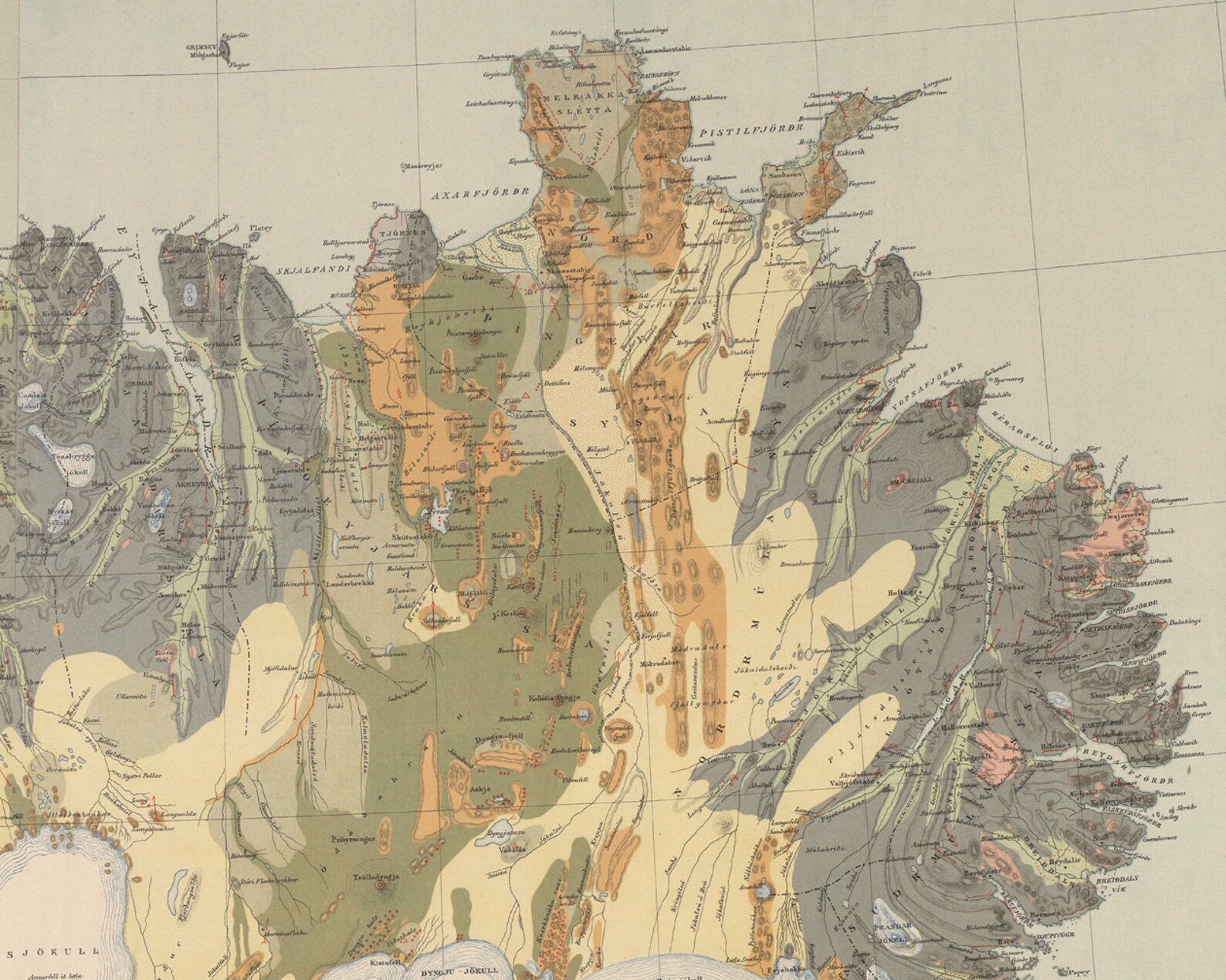 Iceland Map Print Geological Map of Iceland Glaciers | Etsy
