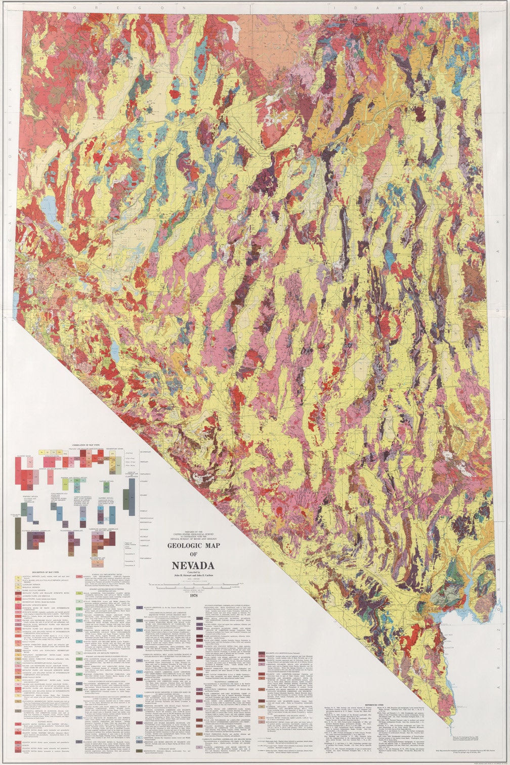 Geology Map of Nevada Science Chart Map Print Geologic Time - Etsy