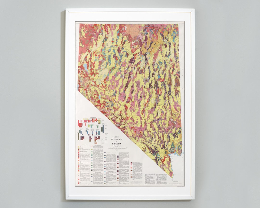 Geology Map of Nevada, Science Chart, Map Print, Geologic Time Scale ...