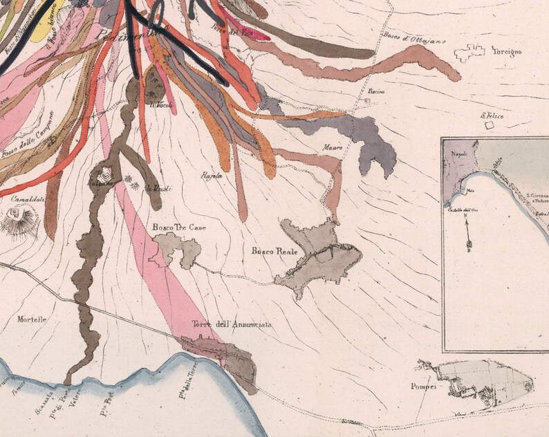 Vesuvius Volcano Eruptions Map: 1833 Geological Giclee Art Print - Etsy