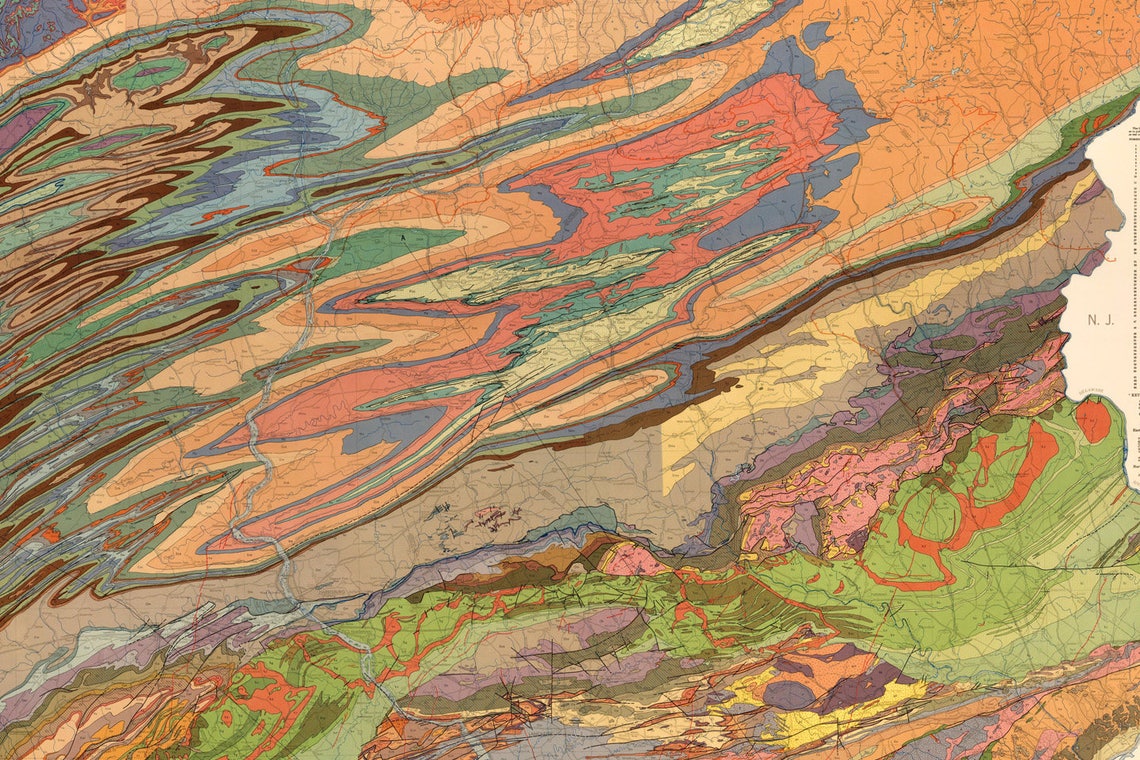 Geologic Map of Pennsylvania Print Patterns of Geology - Etsy