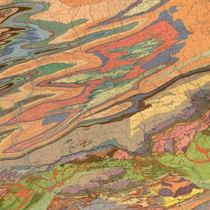 Geologic Map of Pennsylvania Print, Patterns of Geology, Giclee Print ...