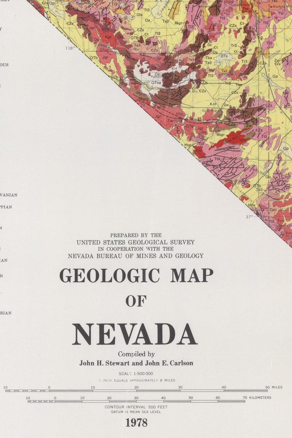 Geology Map of Nevada Science Chart Map Print Geologic Time - Etsy