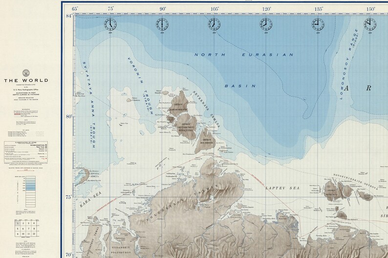 The World's Ocean Depths Chart Print Map of the Depths of | Etsy Canada