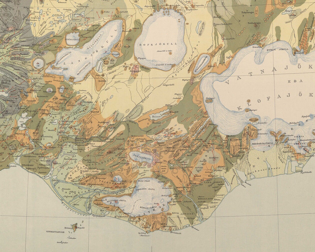 Iceland Map Print Geological Map of Iceland Glaciers - Etsy