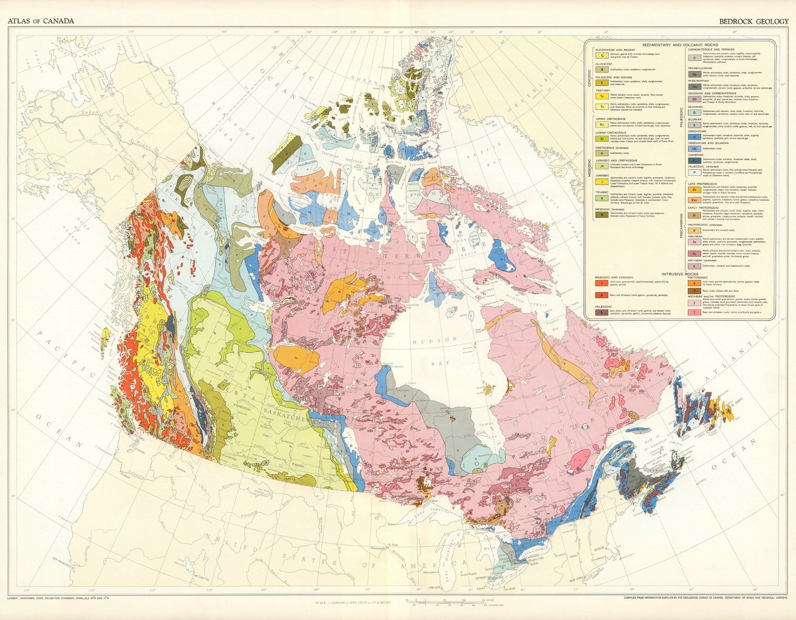 Canada Geology Map Print: Bedrock of the North - Etsy Canada