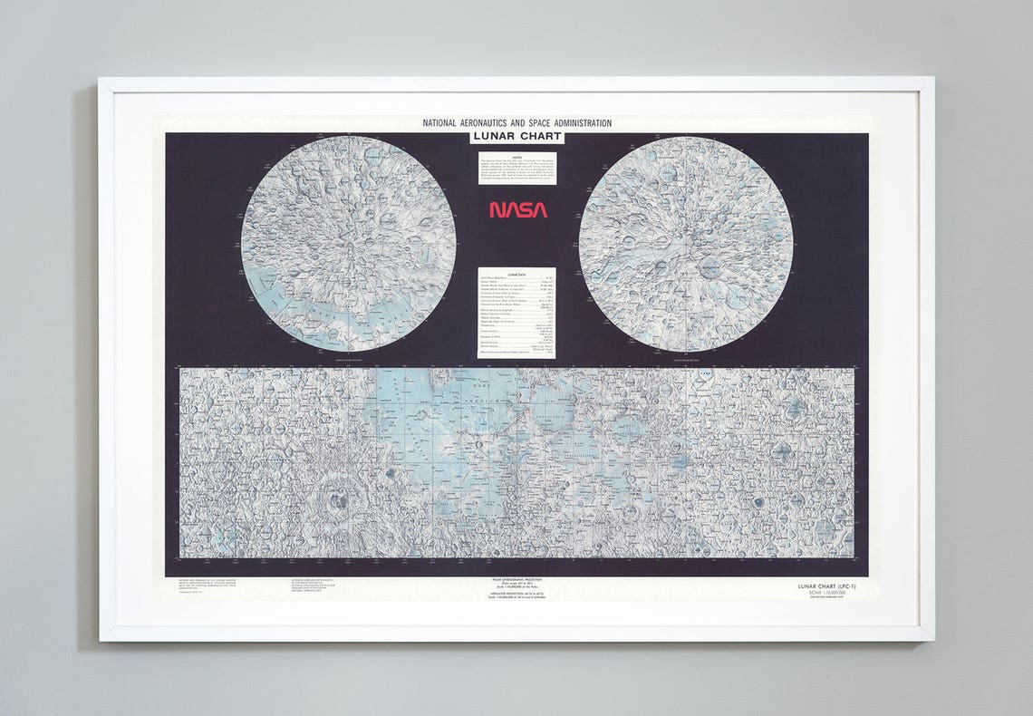 Moon Map Print NASA Lunar Chart Moon Map Map of Lunar - Etsy
