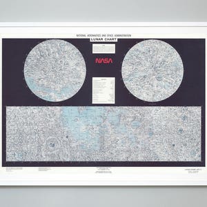 Moon Map Print, NASA Lunar Chart Moon Map, Map of Lunar Surface, Wall ...