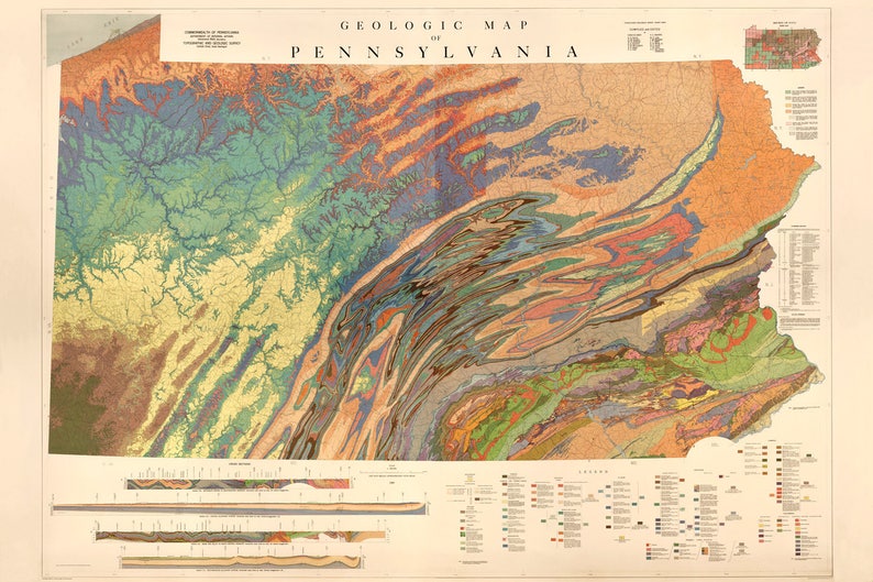 Pennsylvania Geologic Map Art Print: Museum Quality Giclee - Etsy Australia