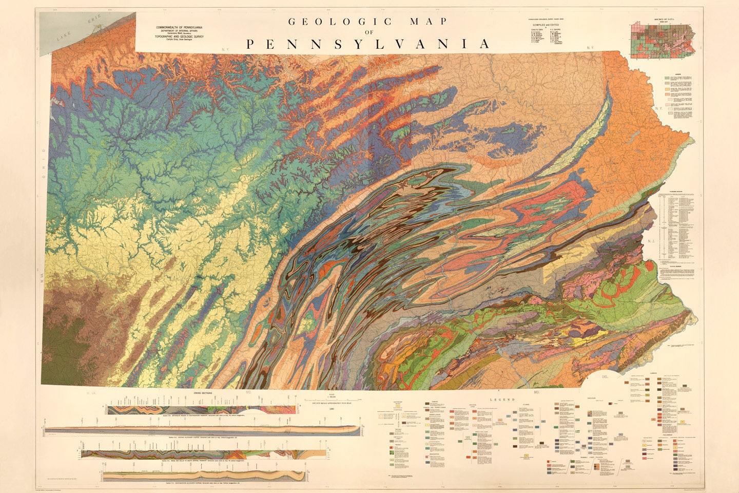 Pennsylvania Geologic Map Art Print: Museum Quality Giclee - Etsy