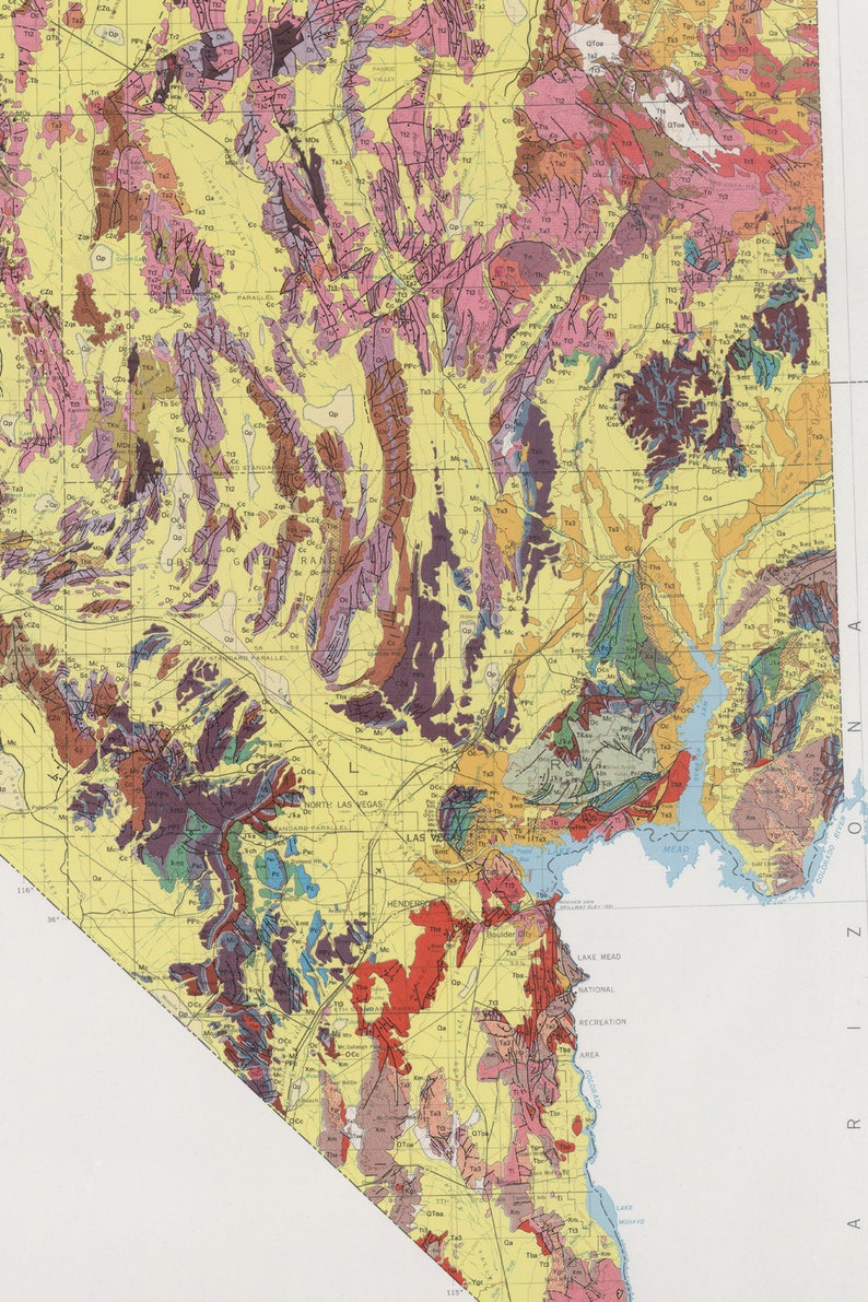 Geology Map of Nevada Science Chart Map Print Geologic Time - Etsy