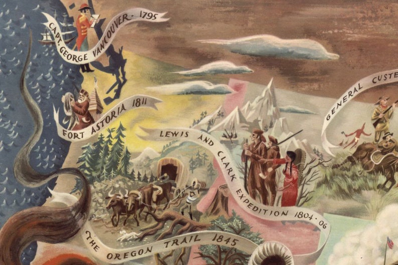 American History Pictorial Map - Historical Events in United States ...