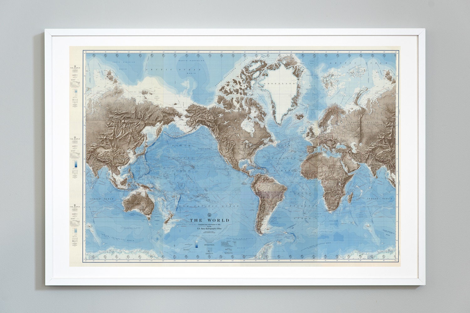 The World's Ocean Depths Chart Print Map of the Depths of | Etsy Canada