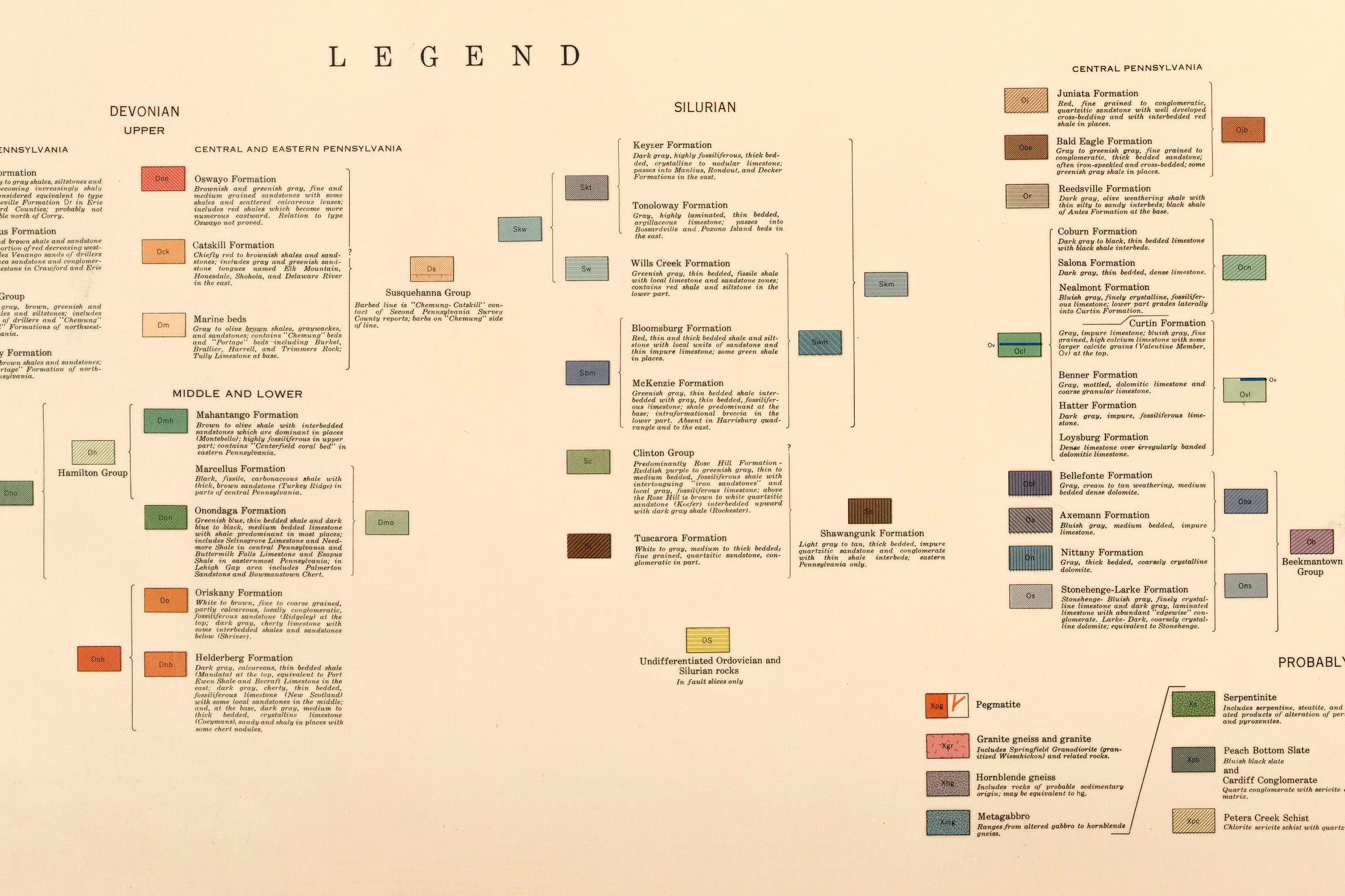 Geologic Map of Pennsylvania Print Patterns of Geology - Etsy