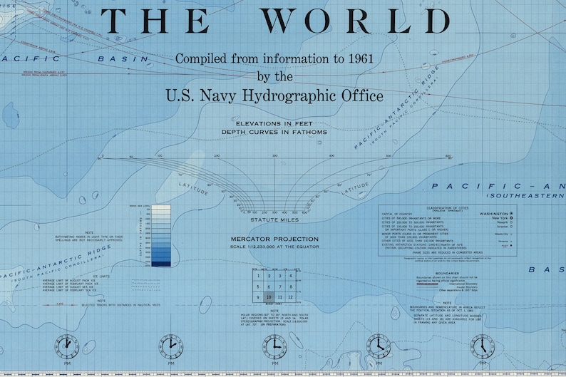 The World's Ocean Depths Chart Print Map of the Depths of - Etsy Canada