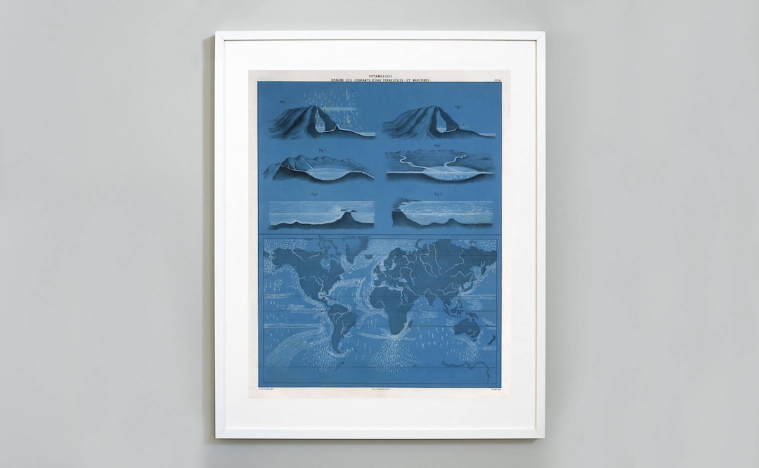 Ocean Waves Map, Terrestrial and Maritime Currents World Map, Atlas ...