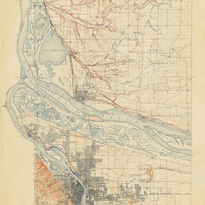 Portland Oregon Topography Map Print, US Geological Survey, Oregon ...