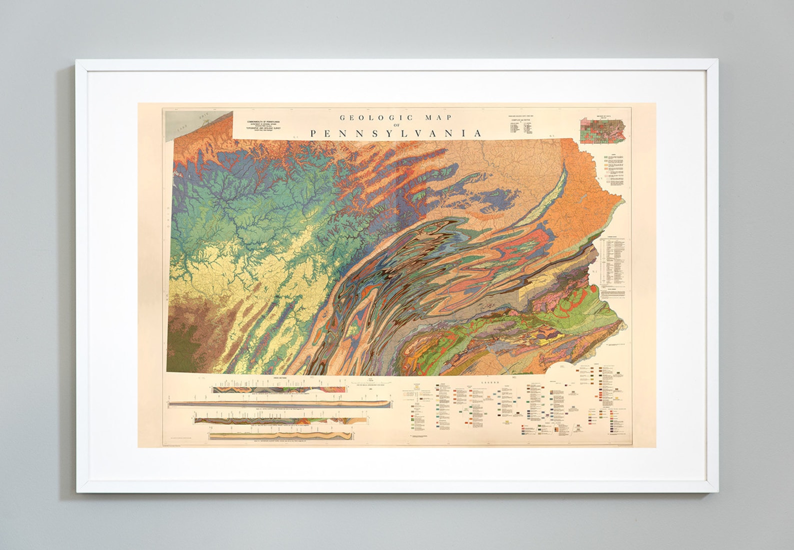 Geologic Map of Pennsylvania Print Patterns of Geology - Etsy