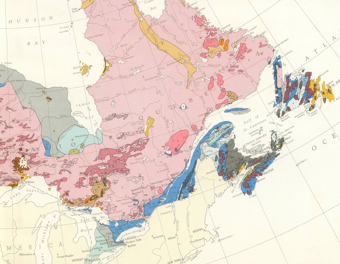 Canada Geology Map Print Atlas of Canada Bedrock Geology - Etsy Canada