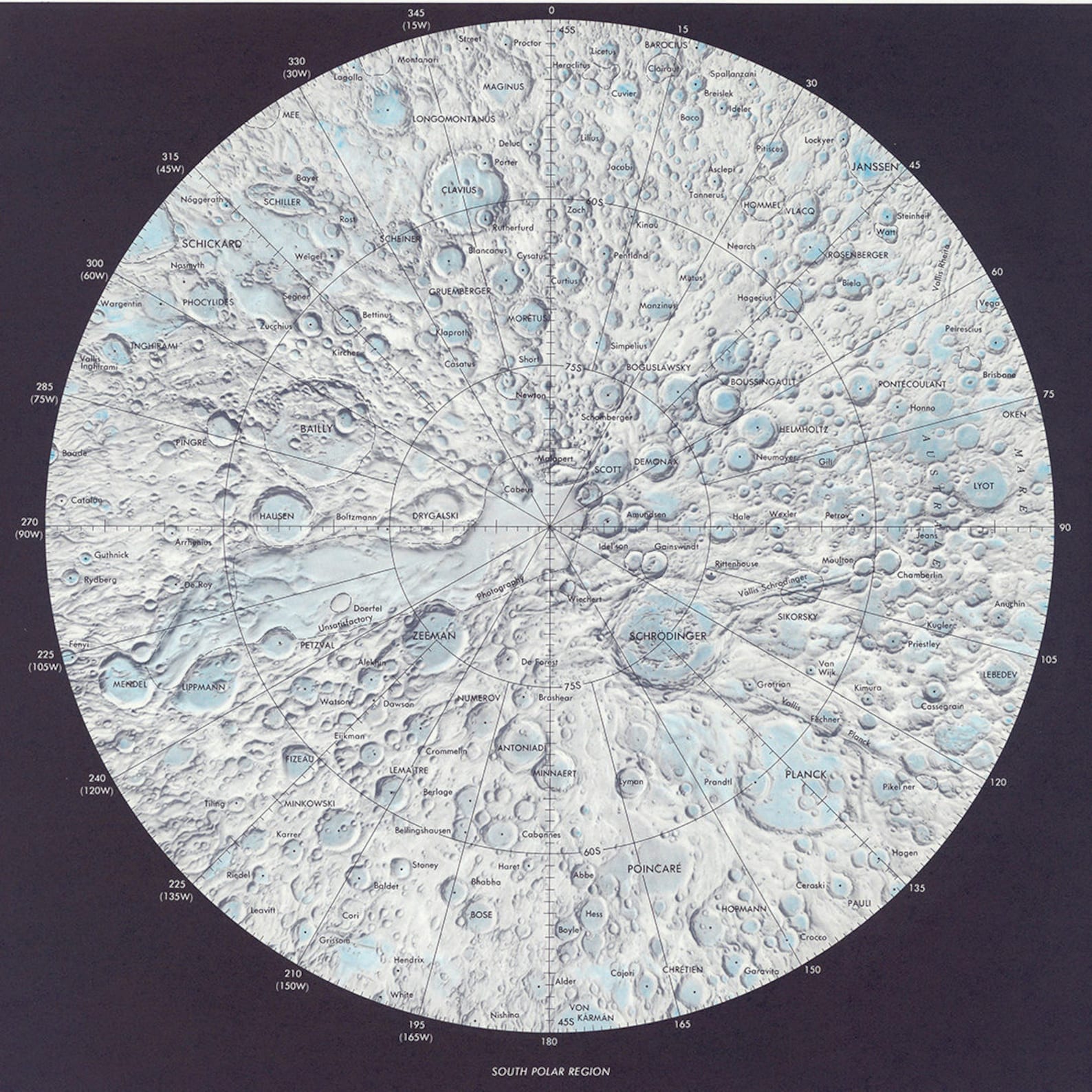 Moon Map Print NASA Lunar Chart Moon Map Map of Lunar - Etsy