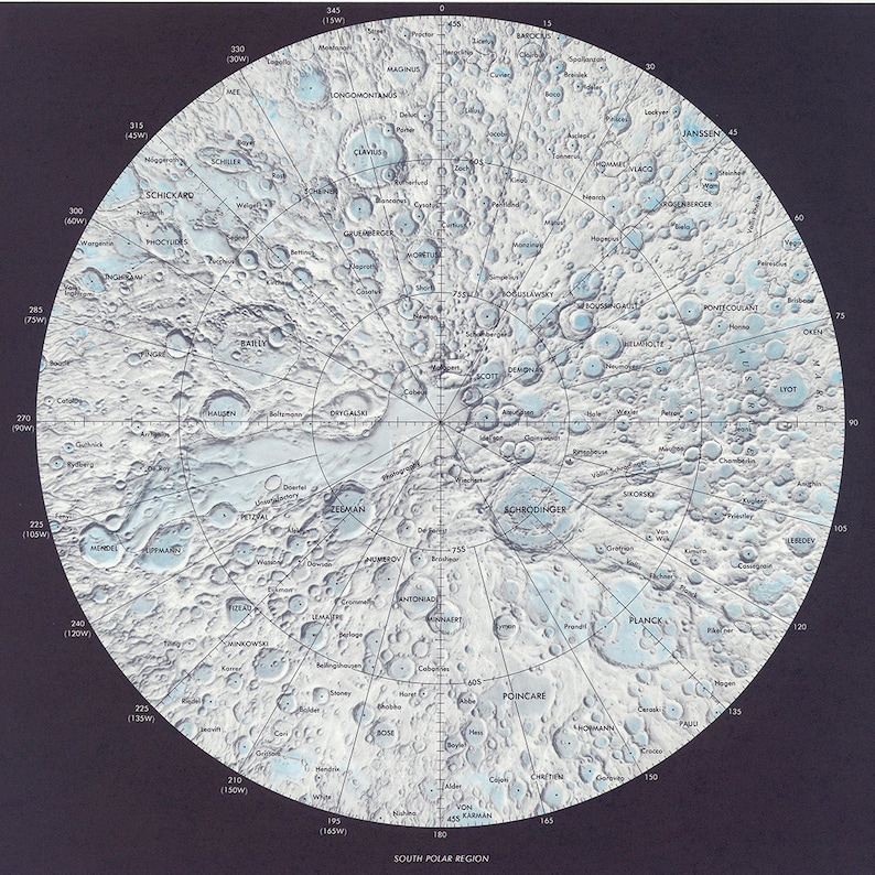 Moon Map Print NASA Lunar Chart Moon Map Map of Lunar - Etsy