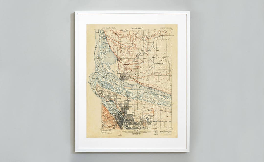 Portland Oregon Topography Map Print, US Geological Survey, Oregon ...