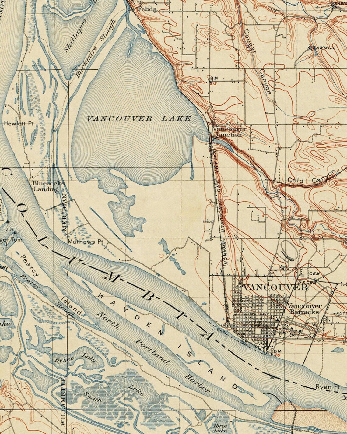 Portland Oregon Topography Map Print US Geological Survey - Etsy