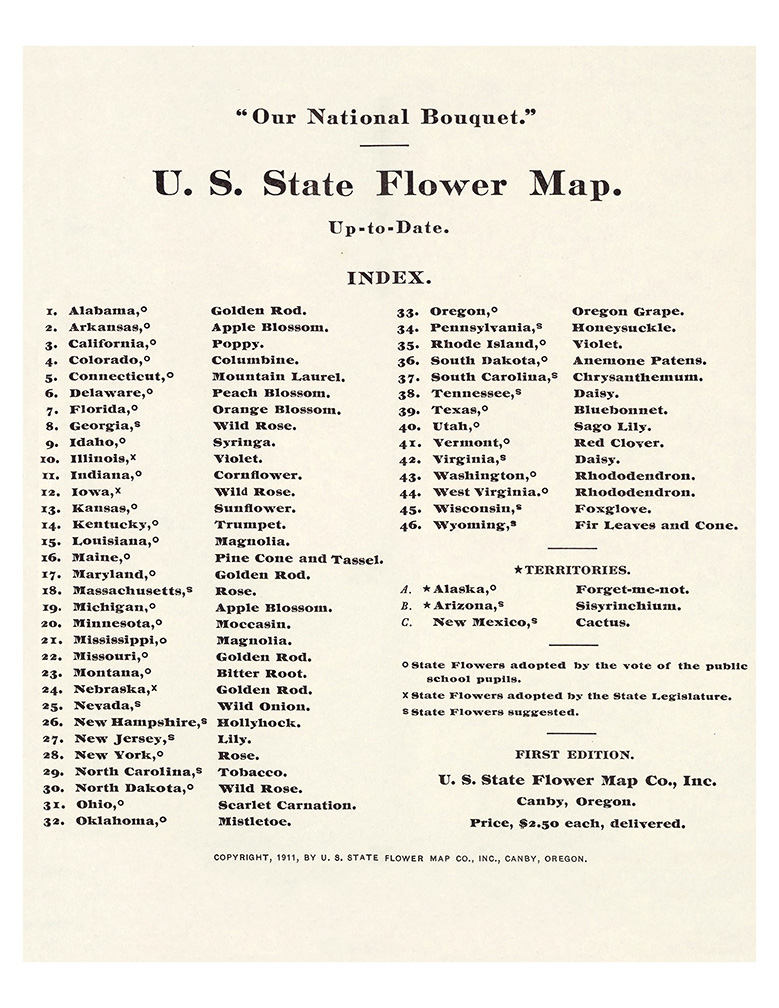 Flower Map Print of the United States, "our National Bouquet ...