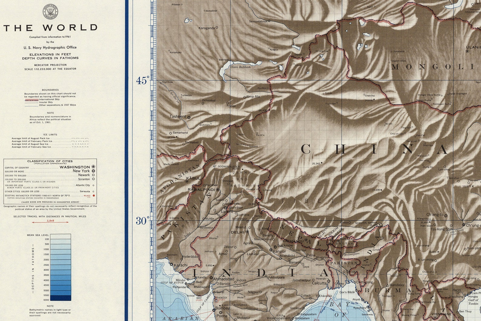 The World's Ocean Depths Chart Print Map of the Depths of - Etsy