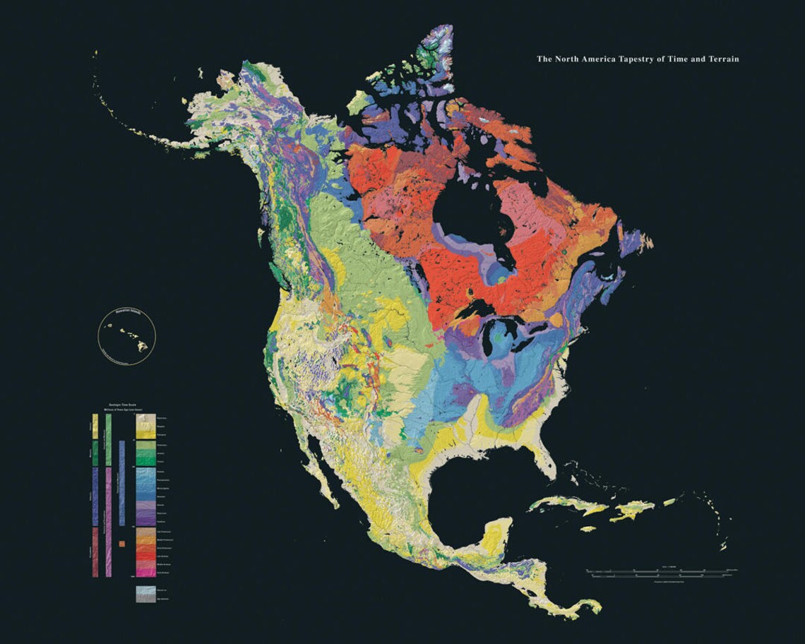 North America Geologic Map: Tapestry of Time and Terrain Giclee Print ...