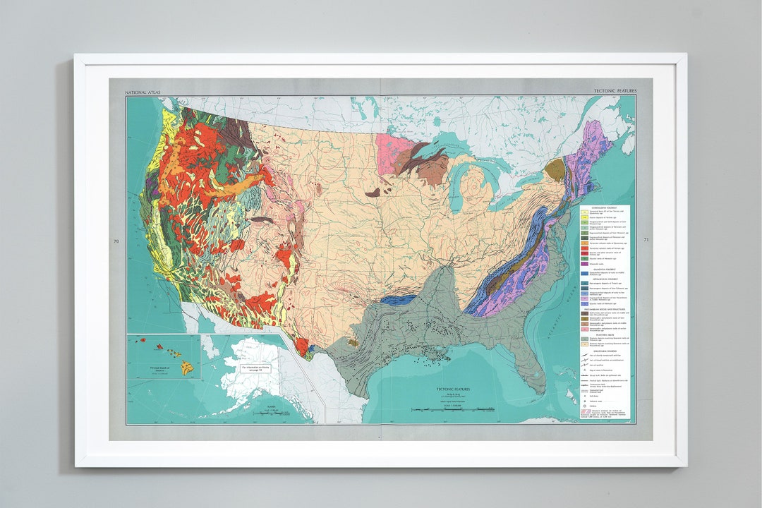 USA Tectonic Map Print: Geological Wall Art - Etsy