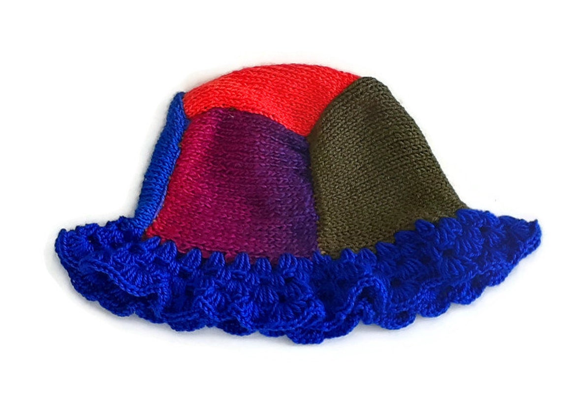 Hand Knit Art Hat Patchwork Festival Hat Knit Accessories - Etsy