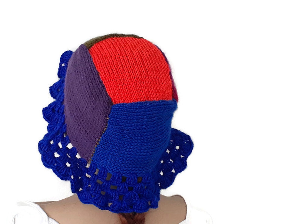 Hand Knit Art Hat Patchwork Festival Hat Knit Accessories - Etsy