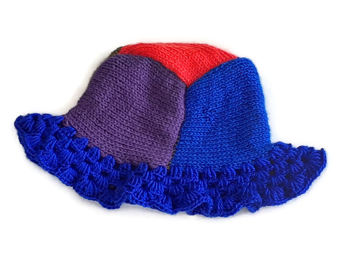 Hand Knit Art Hat Patchwork Festival Hat Knit Accessories - Etsy