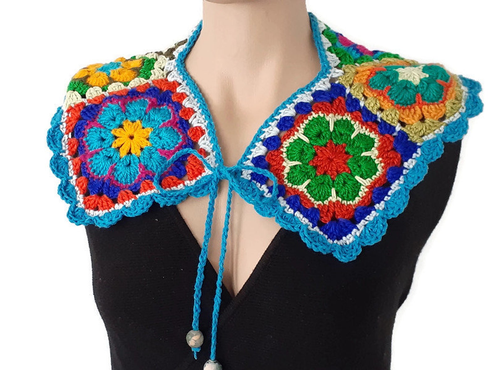 Granny Square Collar Bohemian Clothing Vintage Detachable - Etsy