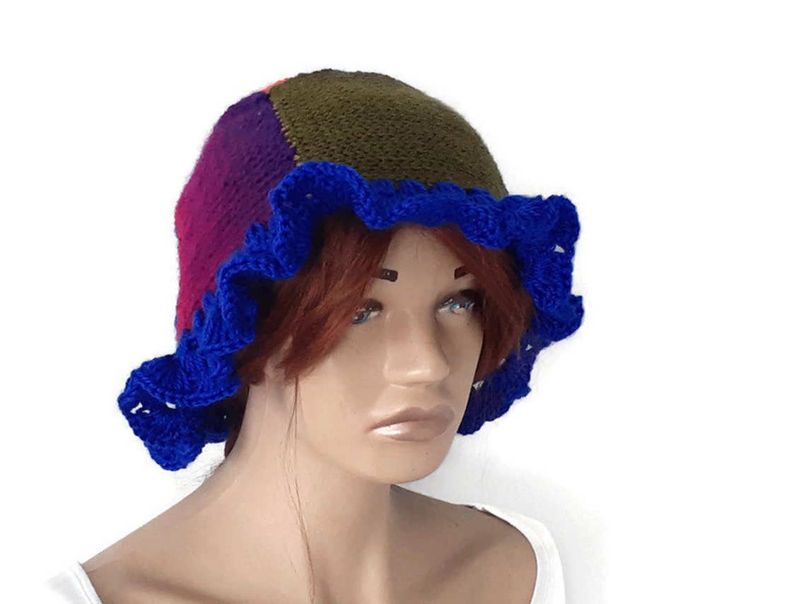 Hand Knit Art Hat Patchwork Festival Hat Knit Accessories - Etsy