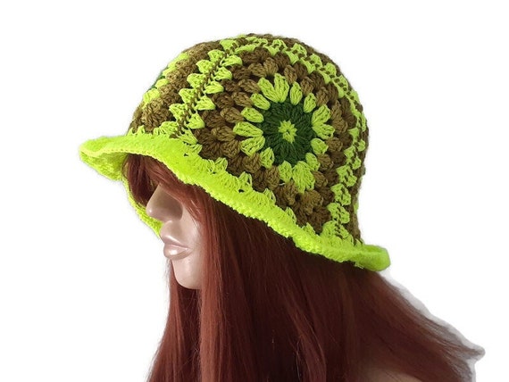 Neon Green Hues Summer Hat Handmade Hats for Women Festival | Etsy