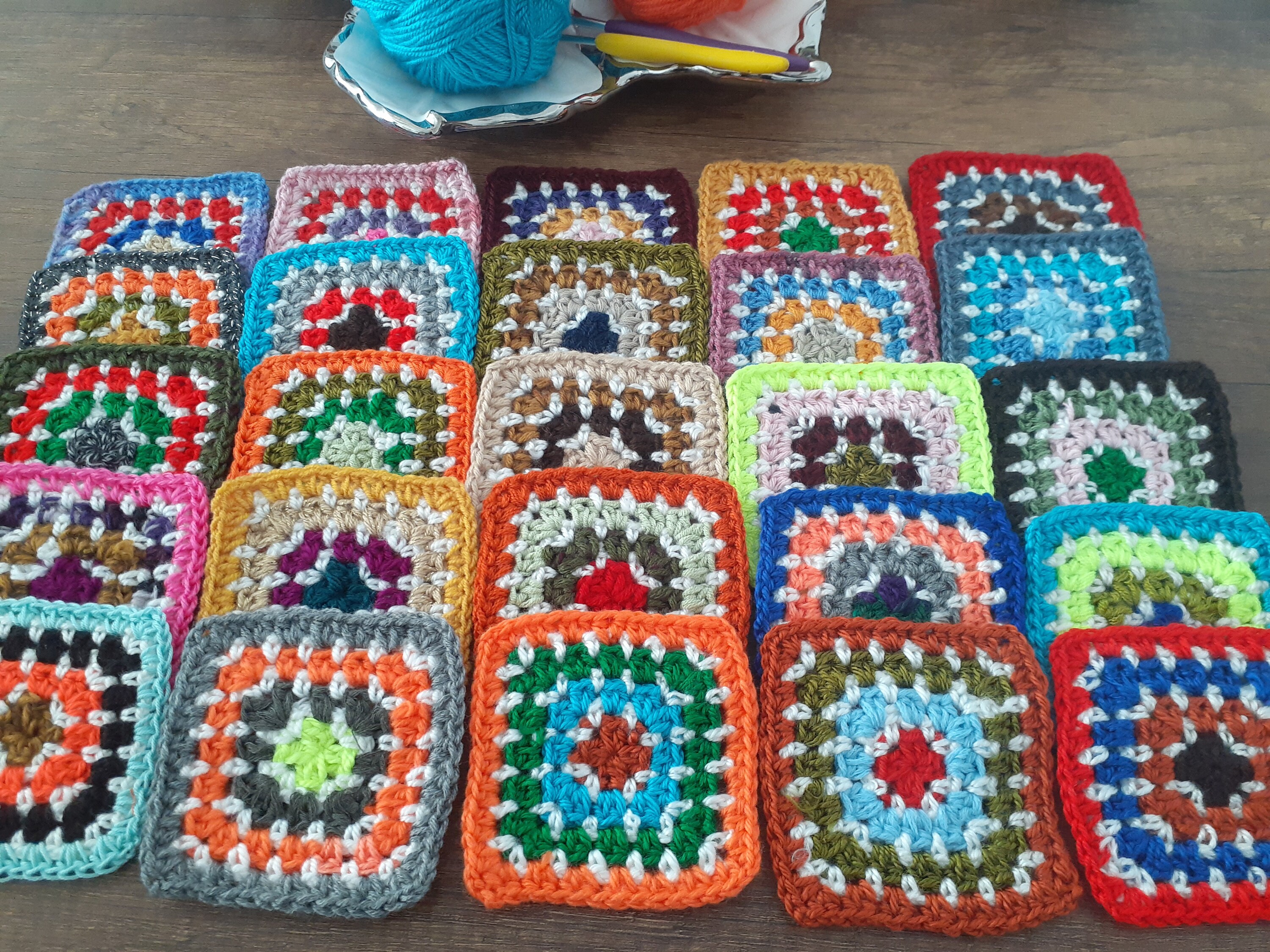 25 Piece Granny Squares, Finished Granny Set, Crochet Squares Set ...