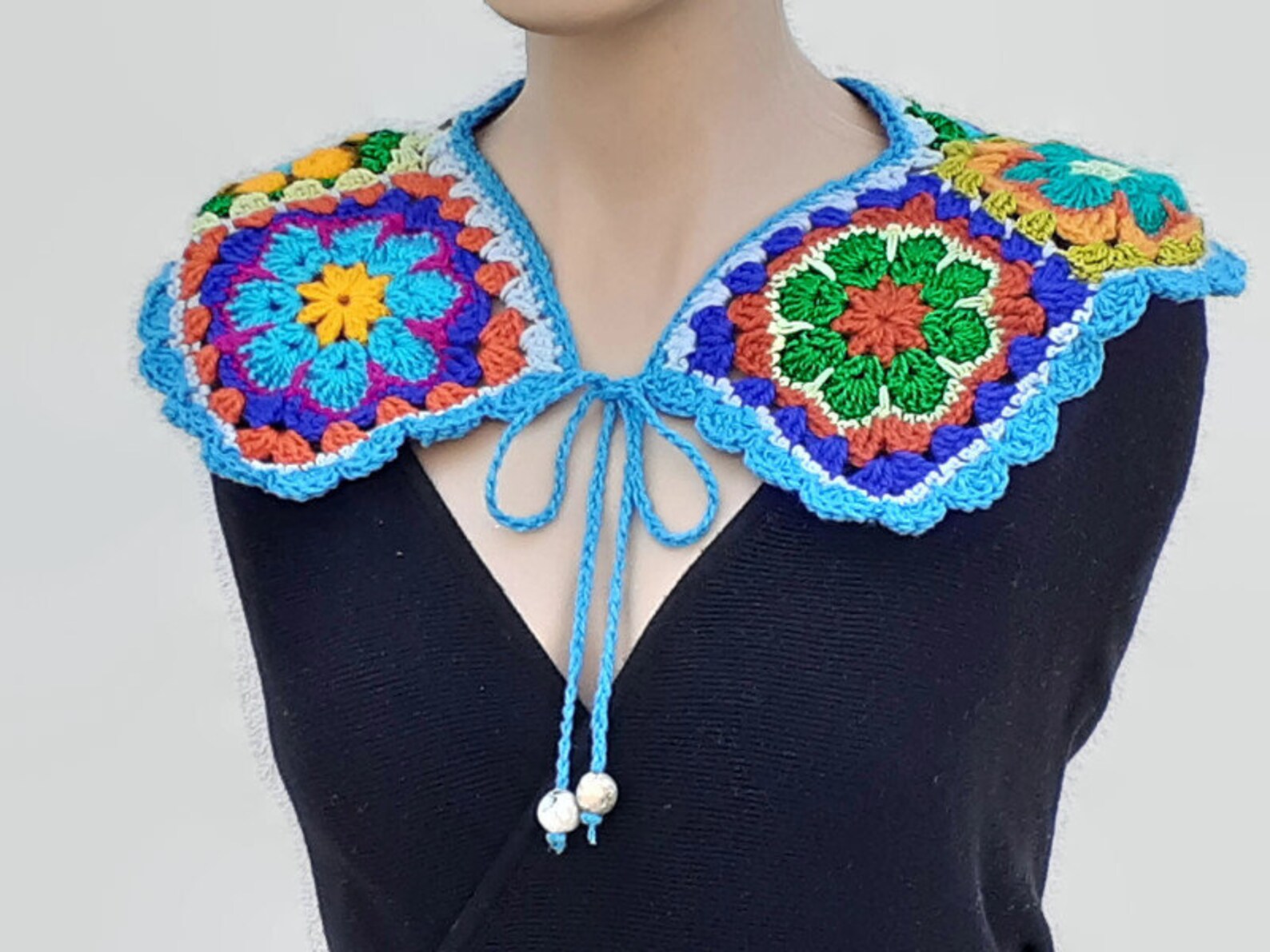 Granny Square Collar Bohemian Clothing Vintage Detachable - Etsy