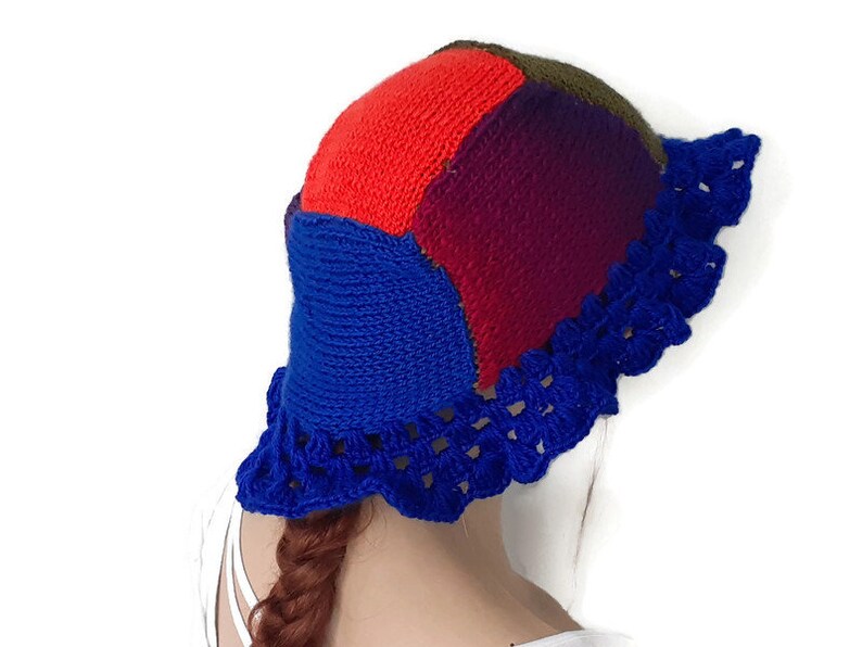 Hand Knit Art Hat Patchwork Festival Hat Knit Accessories - Etsy