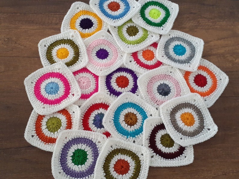 20 Piece Granny Squares, Finished Granny Set, Crochet Squares Set ...
