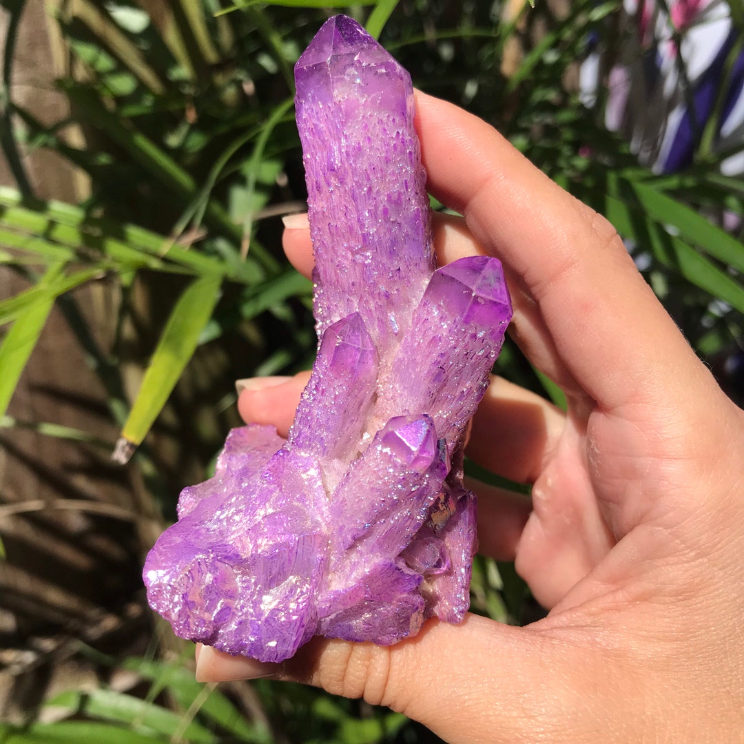 Sparkling Purple Aura Quartz Point Cluster // 138 G // Crystal Chakra ...