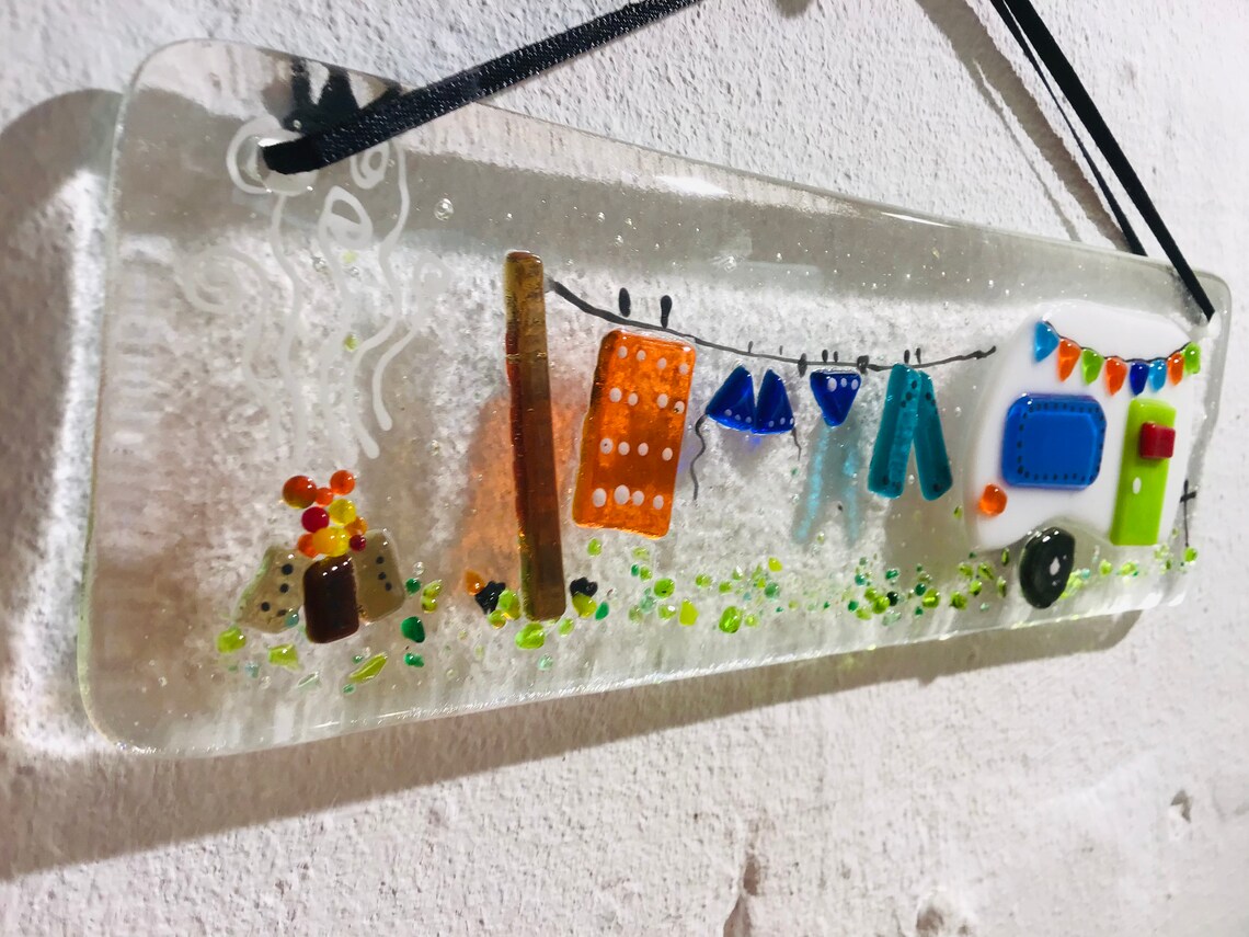 Fused Glass Caravan and Fire Suncatcher Wallhanger Caravan - Etsy