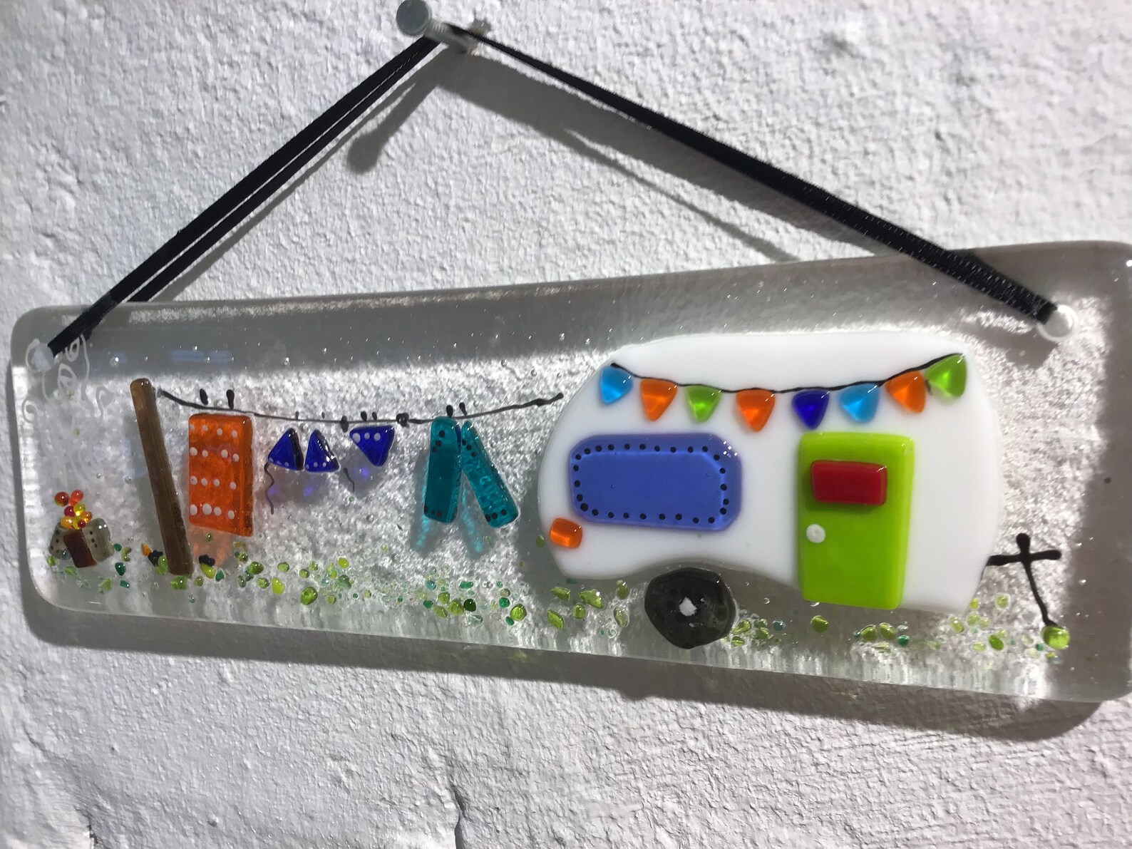 Fused Glass Caravan and Fire Suncatcher Wallhanger caravan | Etsy