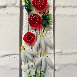 Fused Glass Flower Suncatcher, Poppy and Daisy Flowers in Red and Yellow. Handmade Gift - Etsy UK