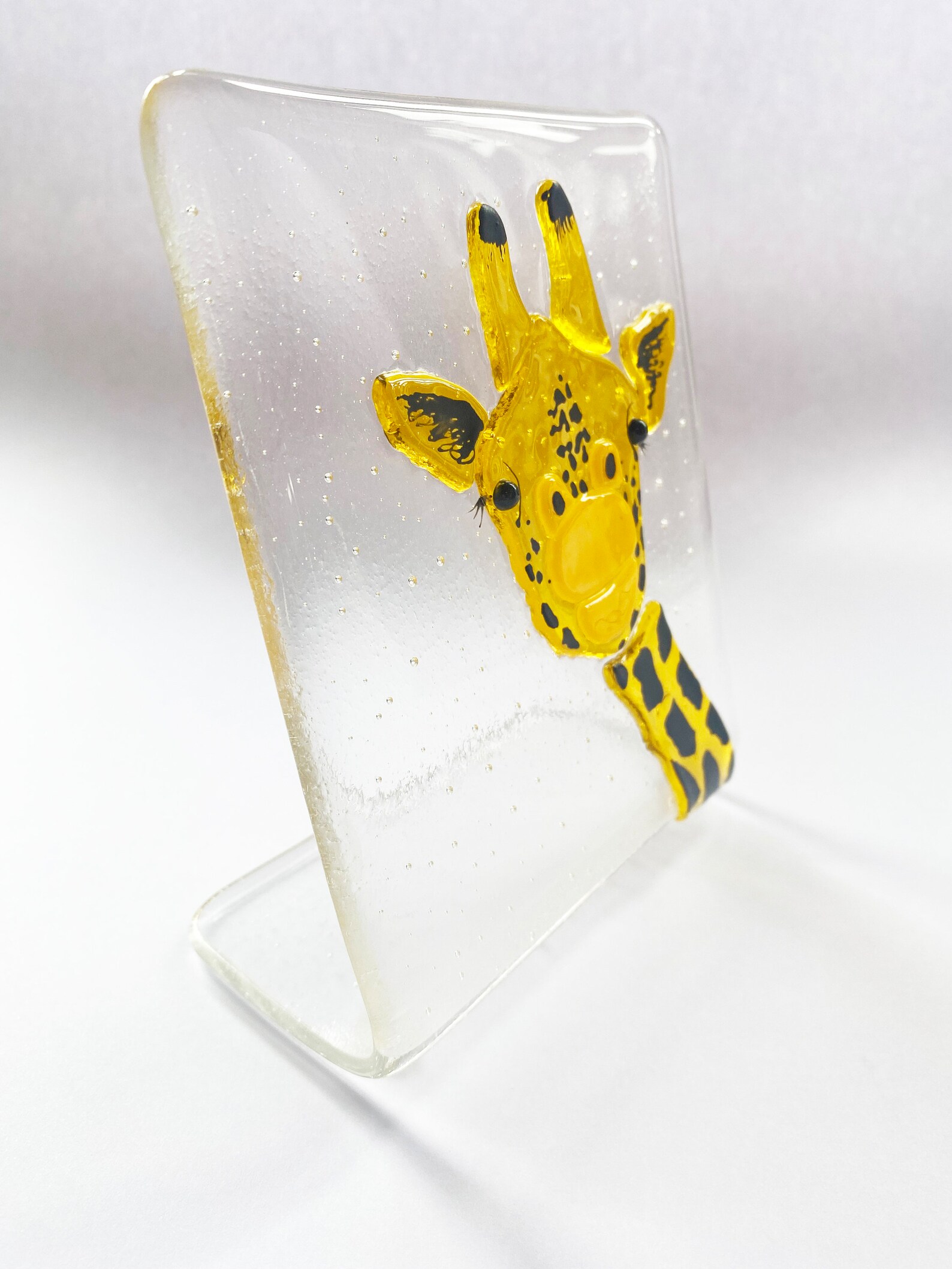 Fused Glass Giraffe, Handmade Suncatcher / Candle Screen. Unique ...