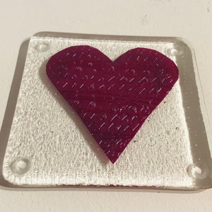 Fused Glass Copper Heart Coasters, Etched With a Pattern, Handmade Gift ...